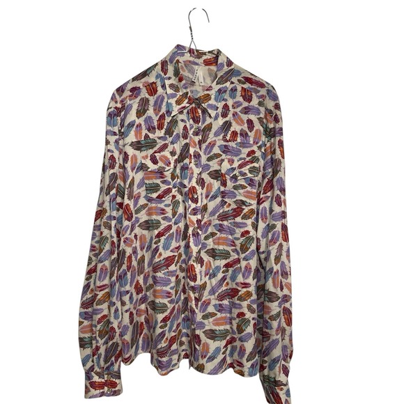 Roper | Tops | Roper Feather Print Western Shirt Long Sleeve Button Up ...